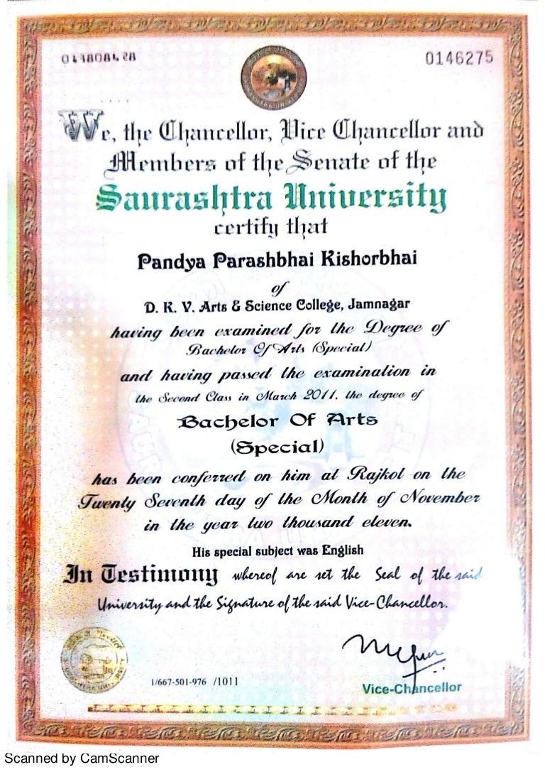 My Degree Certificate