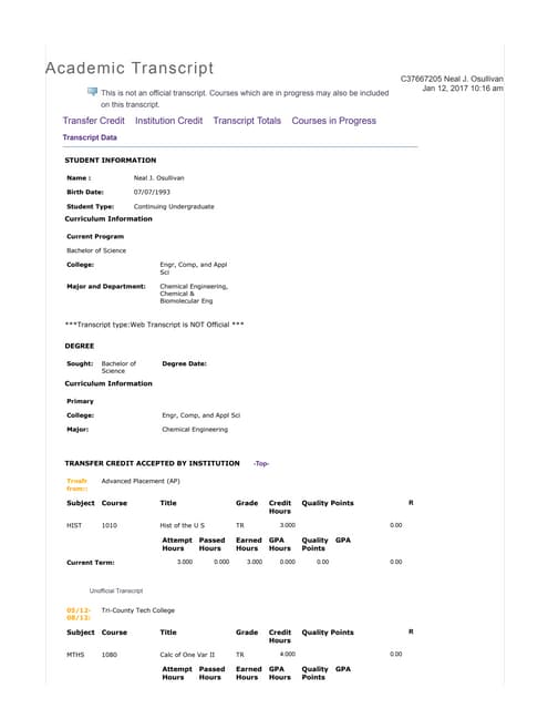 Mattson Official Drexel Transcript | PDF