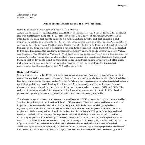 Adam Smith - Loveliness and the Invisible Hand - Alexander Berger 2016 | PDF