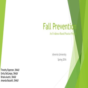 Fall Prevention (1) | PPTX | First Aid | Injuries
