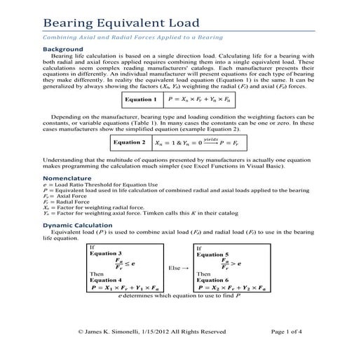 Bearing Equivalent Load | PDF