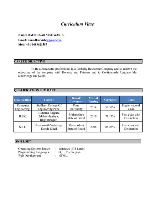Vishal sethi cv | DOCX | Computer Software and Applications | Computing