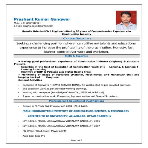 ER. PRASHANT'S CV pdf | PDF