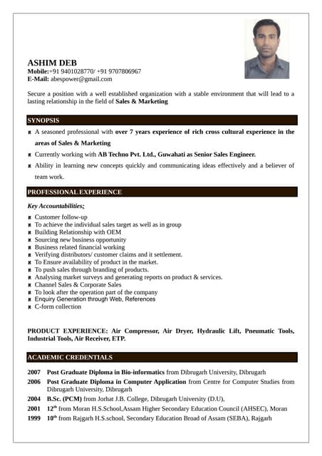 Ashim Deb, Senior sales engineer at Ab techno pvt ltd