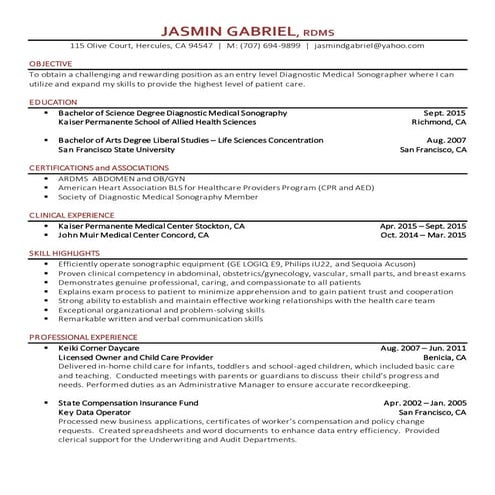 SONOGRAPHER RESUME - JASMIN GABRIEL | DOCX