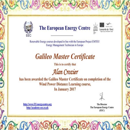 A Crozier GMC Certificate - Wind Power | PDF