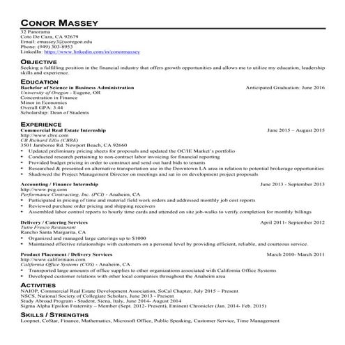 Massey 2016 Resume | PDF