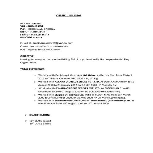 CV Parminder Saini (4) | DOC