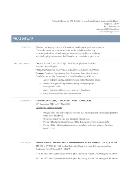 karthikeswari NEW resume | DOC | Computer Software and Applications ...