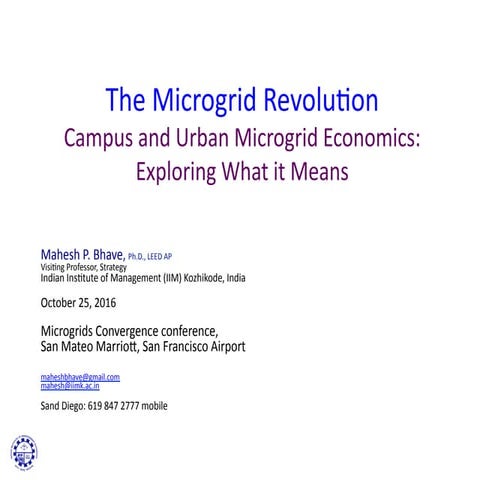 Microgrid Convergence Conference Urban and Campus Microgrids October 25 ...