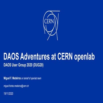 DUG'20: 06 - DAOS Adventures at CERN Openlab | PDF