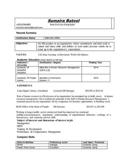 Resume for Store incharge | PDF