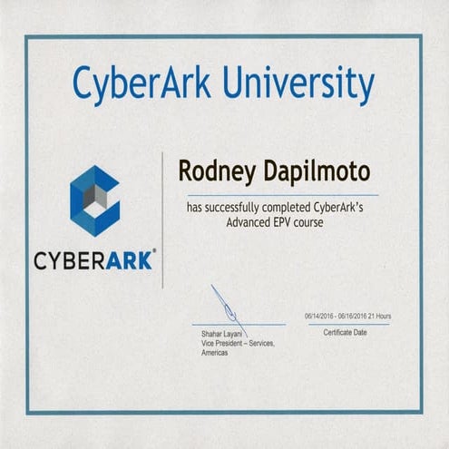 CyberArk Certificate_Advanced_EPV | PPT | Free Download