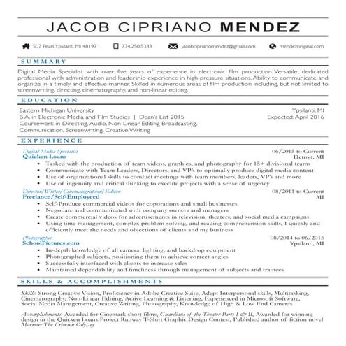 Mendez, Jacob - Resume | PDF