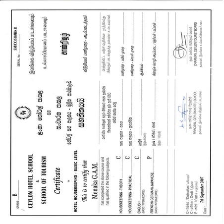 SLITHM Hotel Housekeeping Certificate | PDF