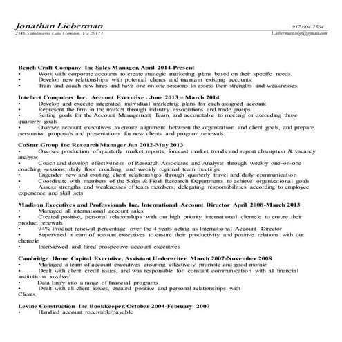 Jonathan Lieberman Resume 2016 | DOCX