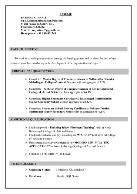 Komal CV | DOCX | Technology & Computing