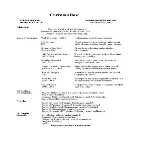 Christian Rose Resume | DOCX