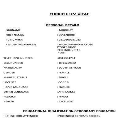 CURRICULUM VITAE | PDF | Secondary Education | Education