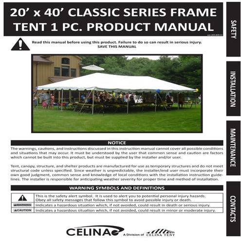 20 x 40 Frame Tent Installation Instructions | PDF
