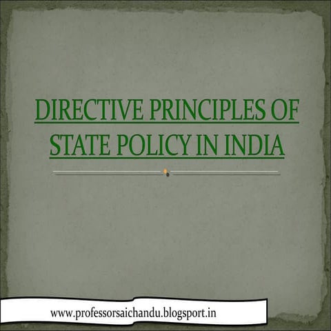 directive principles of state policy in india by Indian Constitution | PPT
