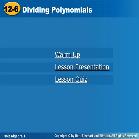 6 Dividing Polynomials and its contexts | PPT