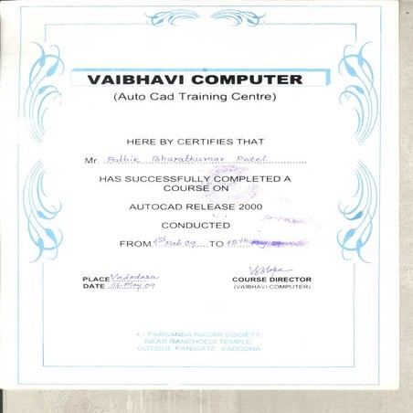 Auto Cad Certificate | PDF