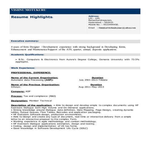 vishnu resume | DOCX