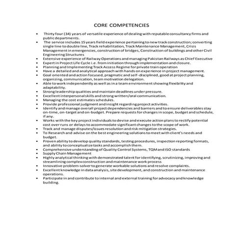 CORE COMPETENCIES | DOCX | Rail Travel | Travel Type