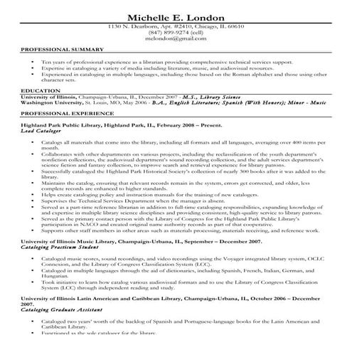 Michelle London Resume - June 2016 | PDF