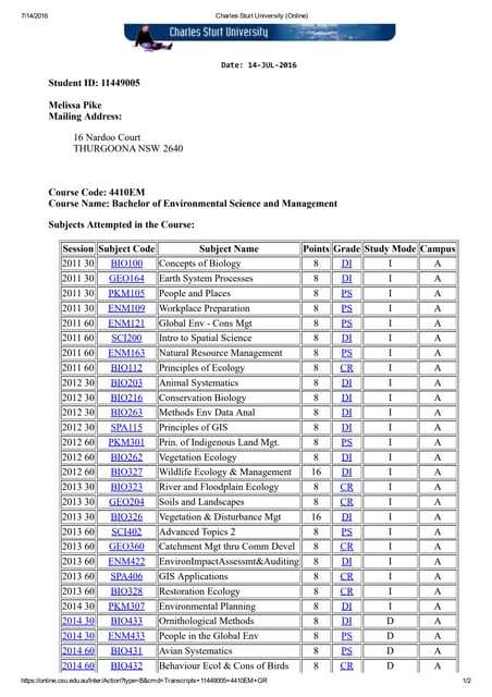 Unofficial Transcript_TrentUniversity | PDF