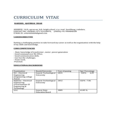 harshil ajaybhai shah (cv) | DOCX | Technology & Computing