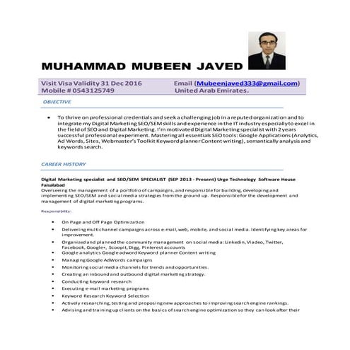 MUHAMMAD MUBEEN JAVED CV | PDF