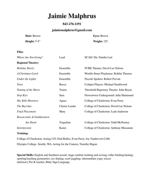 Acting Resume | PDF