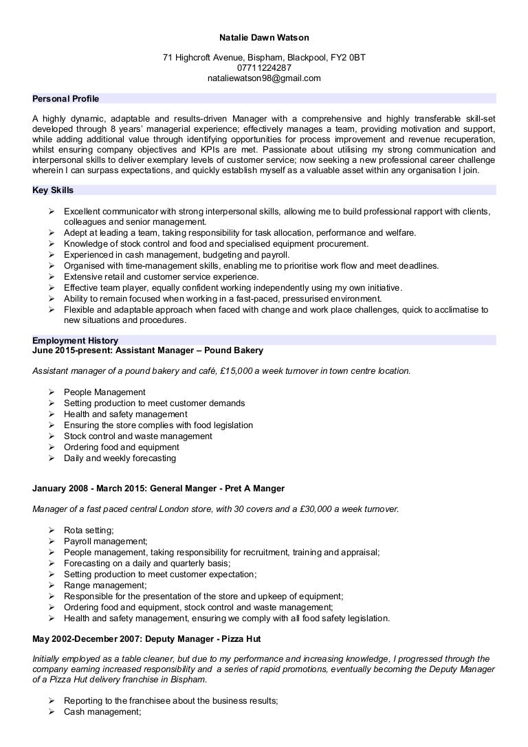 Natalie Watson CV London