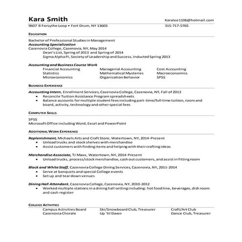 Kara Smith Resume | DOCX