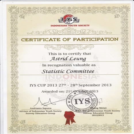 IYS Certificate | PDF