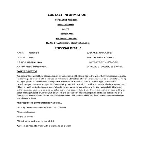 TSHEPISO CV (2) | PDF