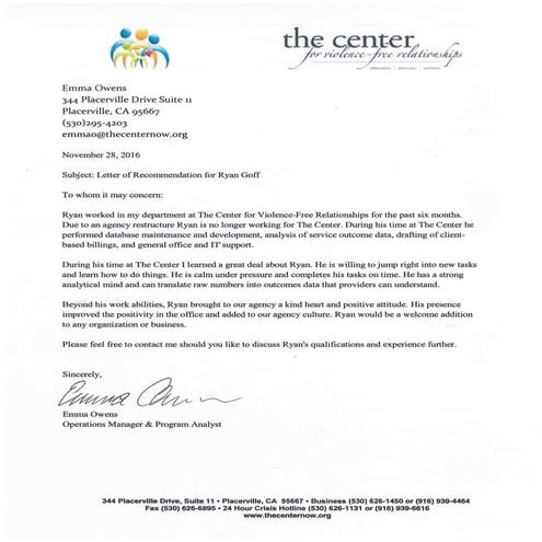 The Center Recommendation Letter | PDF