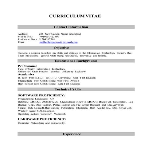 CURRICULUM VITAE | PDF