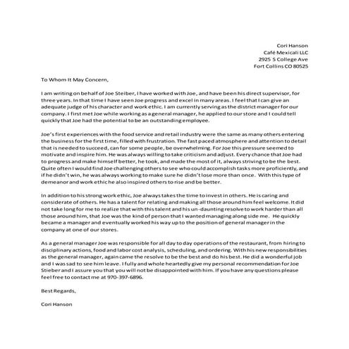 Letter for Joe | PDF