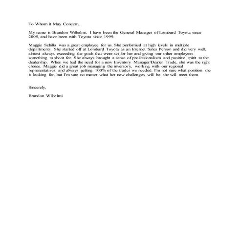 Maggie Letter of Recommendation | DOCX