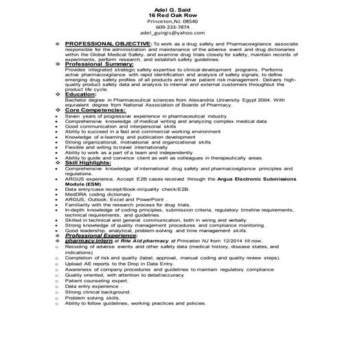 Adel Said Drug safety and PV associate | DOCX