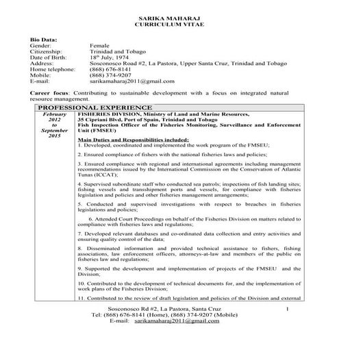 Sarika Maharaj CV_January 2016 | DOC