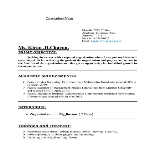 Kiran Chavan CV | DOCX
