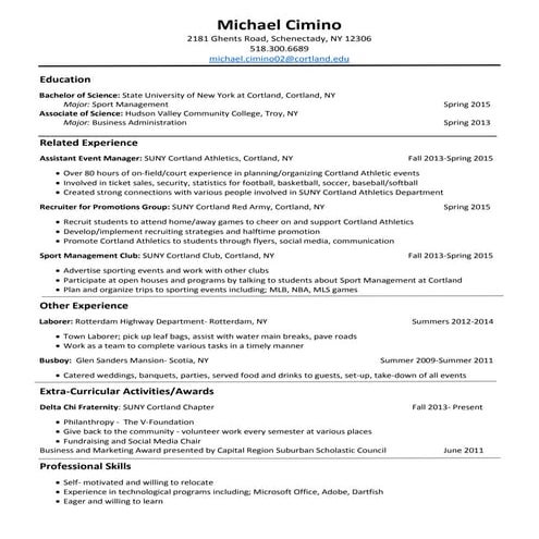 resume (college Freshman year) | DOCX