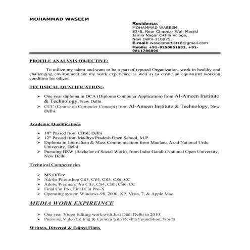 WASEEM RESUME | PDF