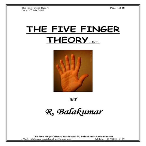 The Five Finger Theory For Success - By Balakumar Ravichandran | PDF