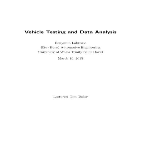 Vehicle Testing and Data Analysis | PDF