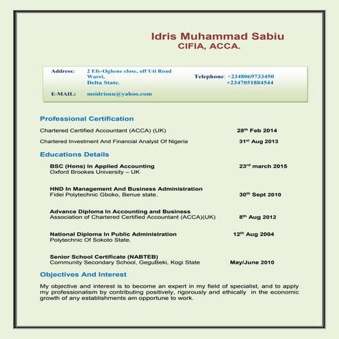 Idris Muhammad CV@2 | DOCX